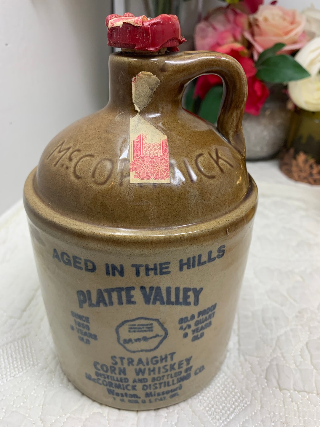 Stoneware Mccormick Platte Valley Jug, Corn Whiskey Jug Weston Missouri ...