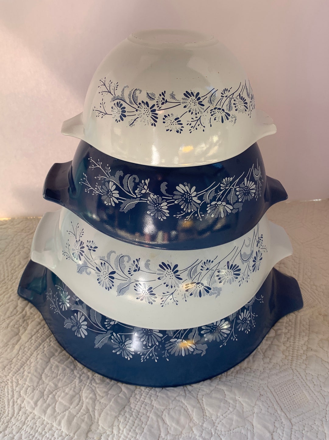 Pyrex Colonial Mist Cinderella Bowl Set Blue and White Bowls - Etsy
