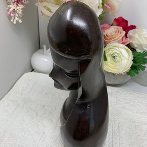 Carved Wood Female Figure Statue Bust, Organic Repose Art Deco Styling ...
