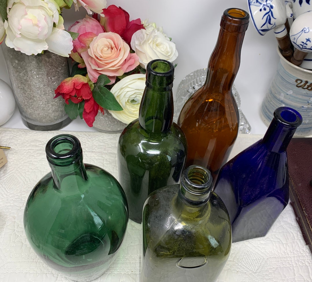 Instant Collection of Assorted Glass Bottles, 5 Antique and Vintage ...