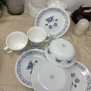Blue Hearts Corelle Livingware Sponge Print Motif, Corelle by Corning ...