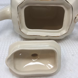 Cubed Teapot by Sadler, Floral Spray, Gold Gilding on Ivory Cubed 6 Cup ...