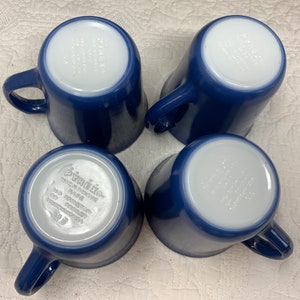 4 Pyrex Indigo Solid Blue Milk Glass Mugs, Set of Four Pyrex Blue Mugs ...