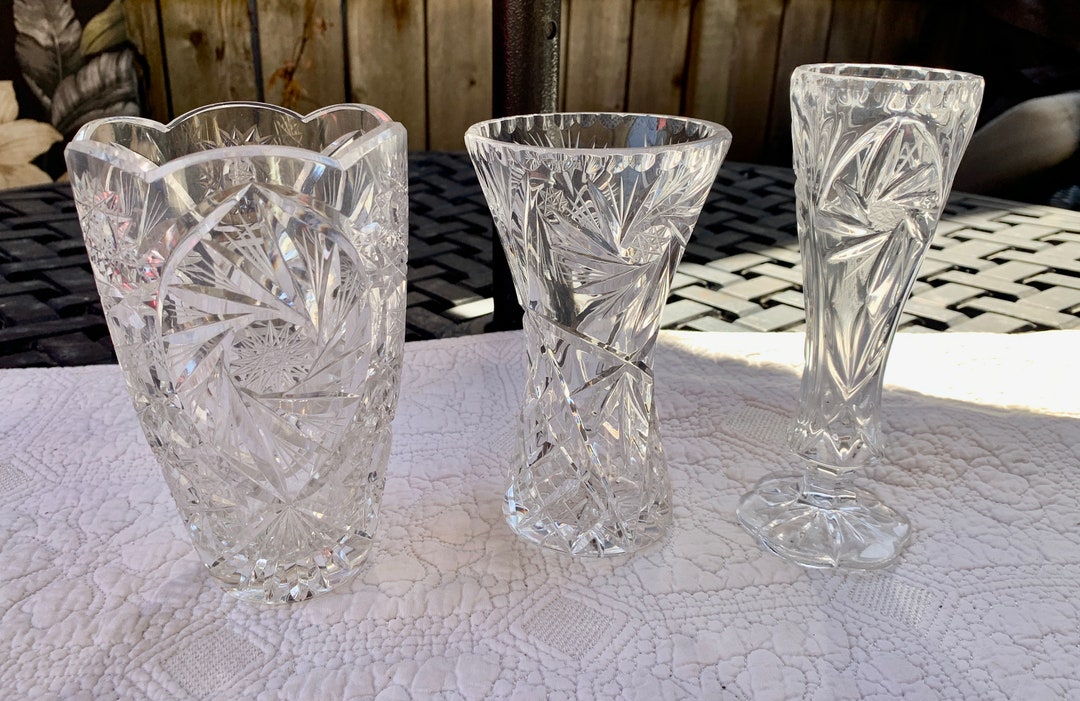 Choice or Instant Collection Crystal Vase, Various Pinwheel Starburst ...