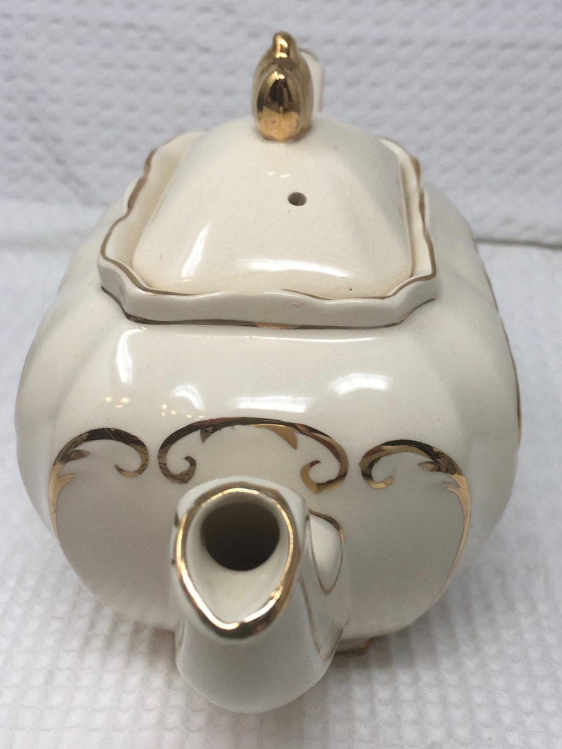 Cubed Teapot by Sadler Floral Spray Gold Gilding on Ivory - Etsy