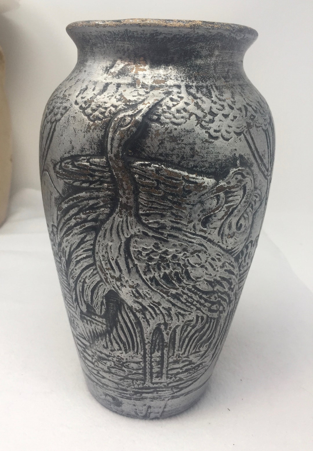 Medalta Potteries Rare 1930s Crane Vase, Urn Vase Style #103, Raised ...