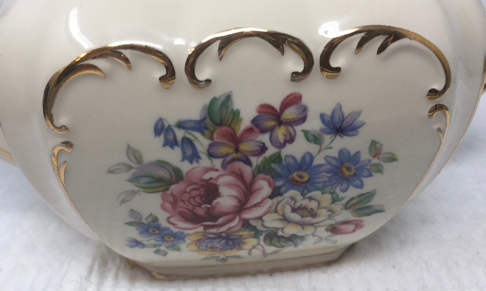 Cubed Teapot by Sadler Floral Spray Gold Gilding on Ivory - Etsy