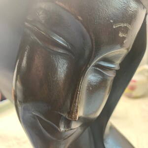 Carved Wood Female Figure Statue Bust, Organic Repose Art Deco Styling ...