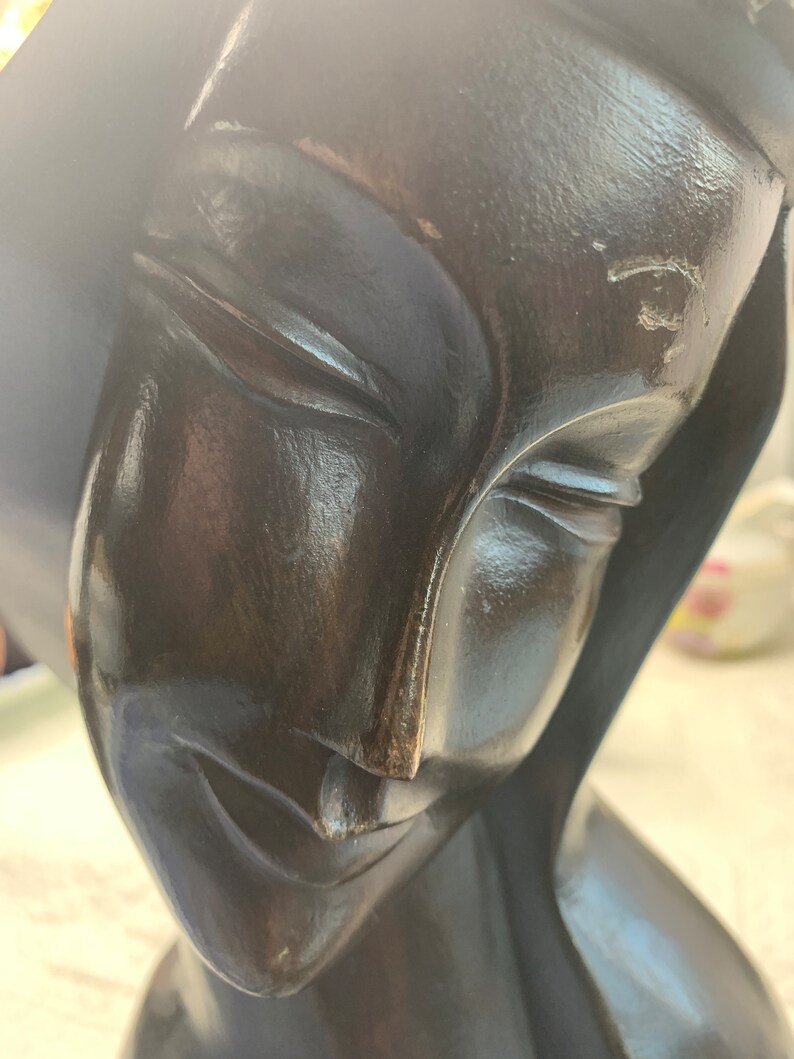 Carved Wood Female Figure Statue Bust Organic Repose Art Deco - Etsy