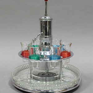 Complete Mid Century Chrome Carousel Decanter Set, Park Sherman Style ...