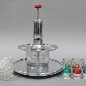 Complete Mid Century Chrome Carousel Decanter Set, Park Sherman Style ...
