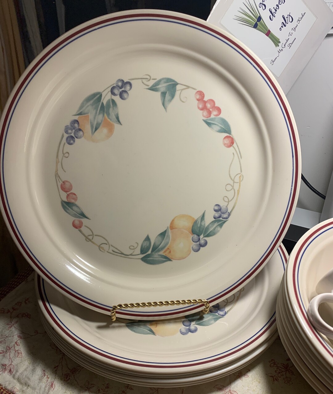 Abundance (corelle) by Corning Cornerstone, Fruits, Blue & Maroon Bands ...