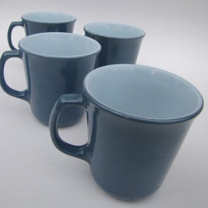 4 Pyrex Indigo Solid Blue Milk Glass Mugs, Set of Four Pyrex Blue Mugs ...
