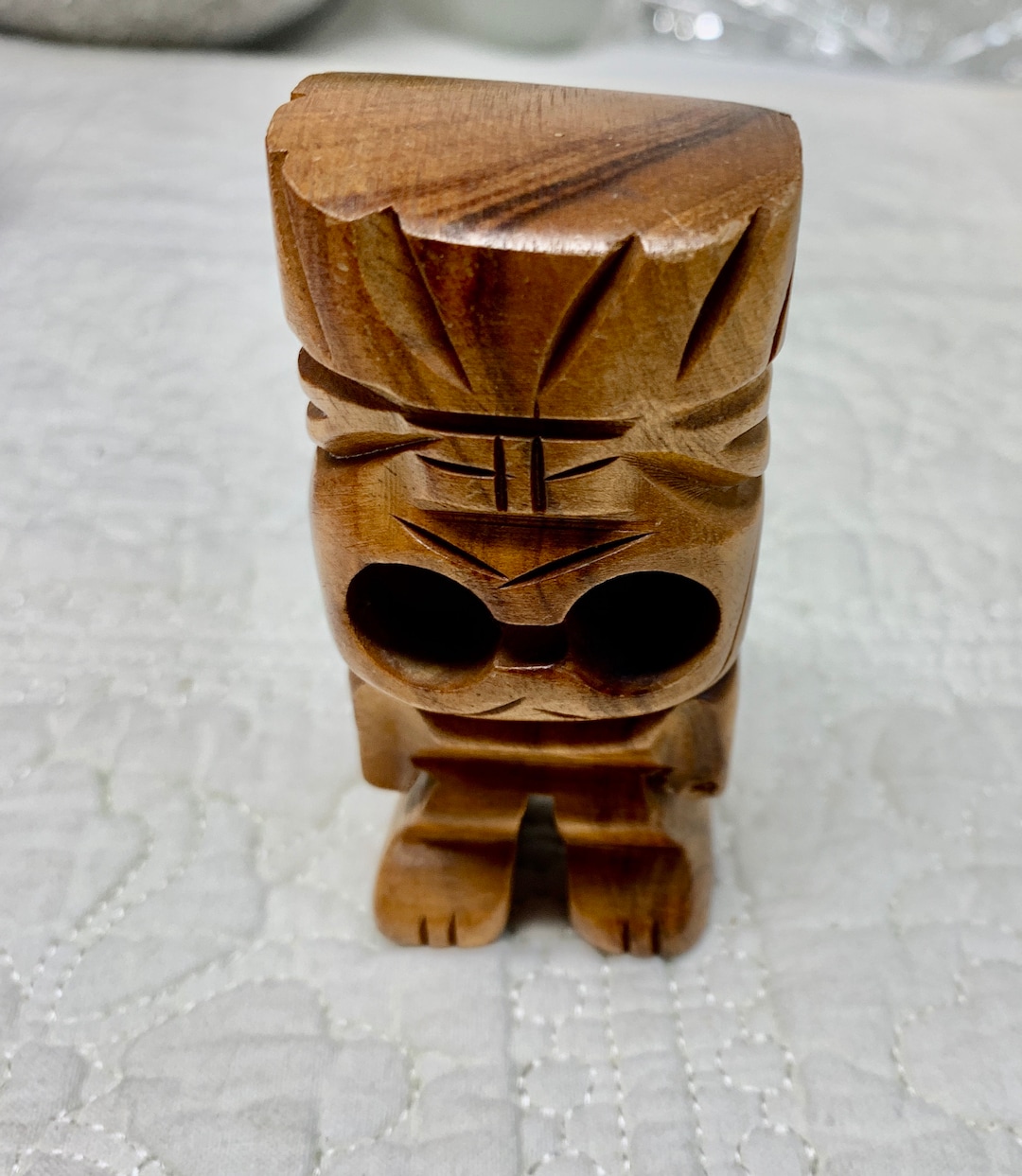 Miniature Tiki Totem Figure, Fierce Tribal Hand Carved Tiki Totem ...