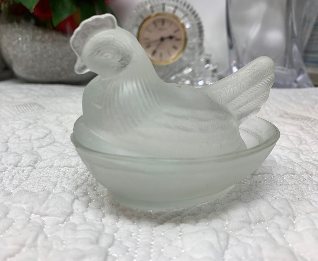 Miniature Glass Hen on Nest, Miniature HON, Salt Cellar, Salt Dish ...