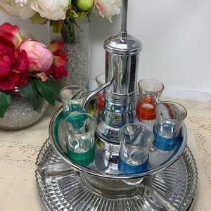 Complete Mid Century Chrome Carousel Decanter Set, Park Sherman Style ...