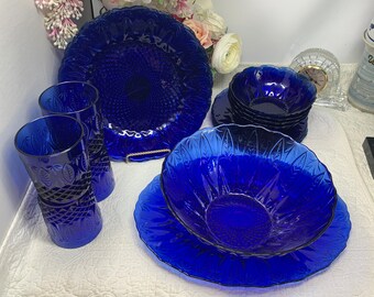 Blue Glass Dinnerware - Etsy