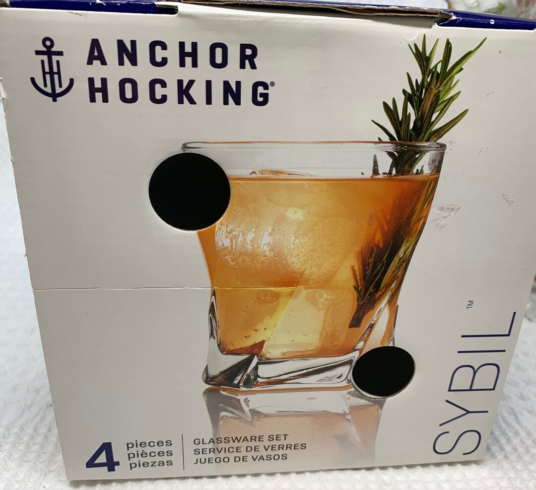Anchor Hocking Sybil Rocks Glassware Set of Four, Classic Design ...