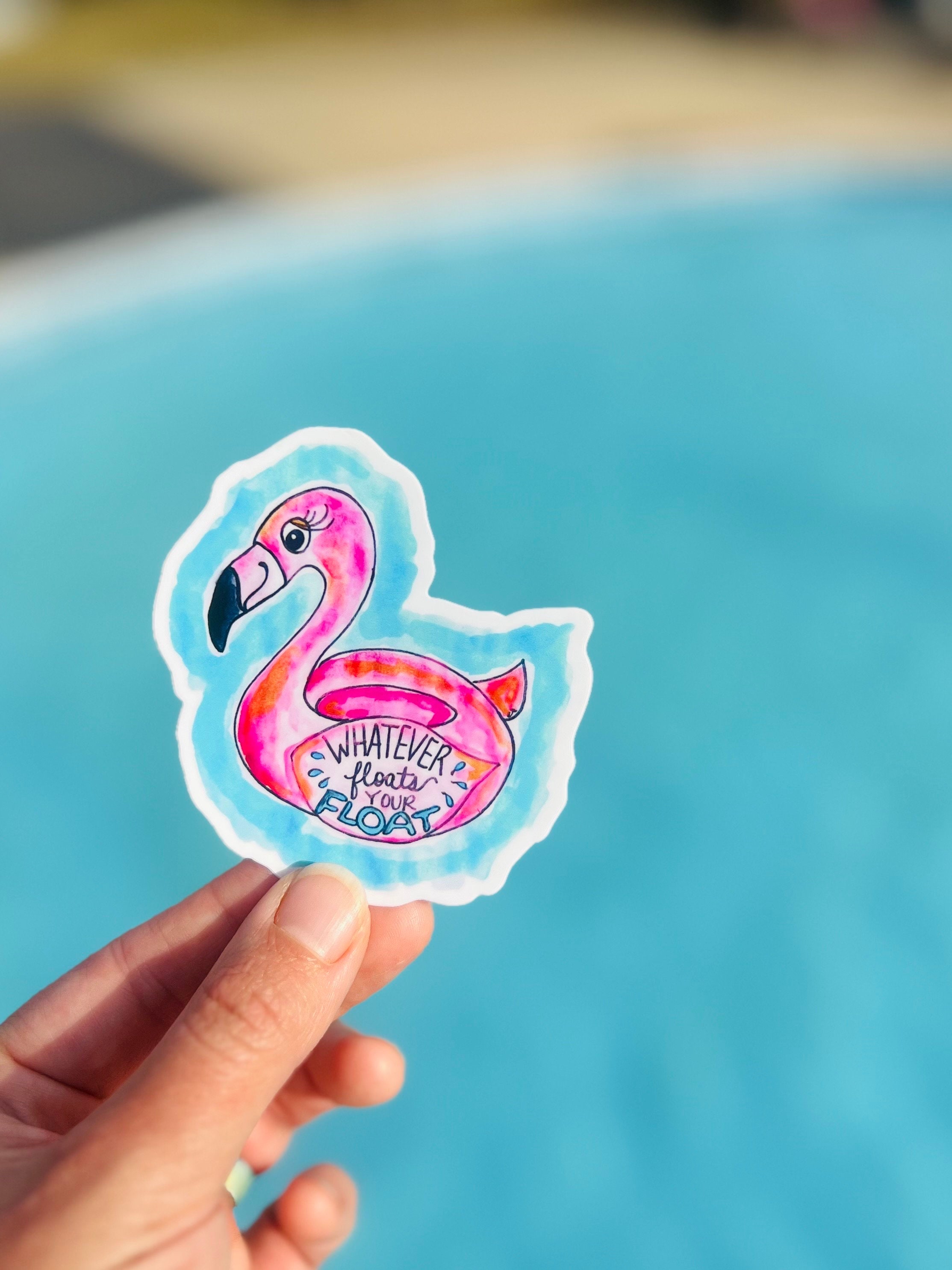 Whatever Floats Your Float Sticker, Flamingo Sticker, Summertime ...