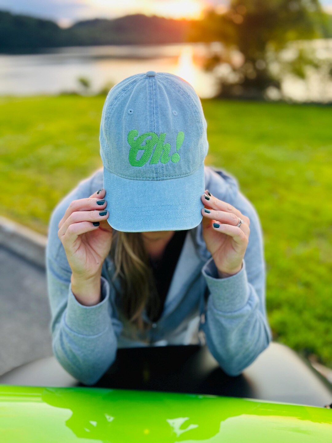 Oh! Embroidered Denim Hat, Funny Minimalist POD Cap, Quirky Expression ...