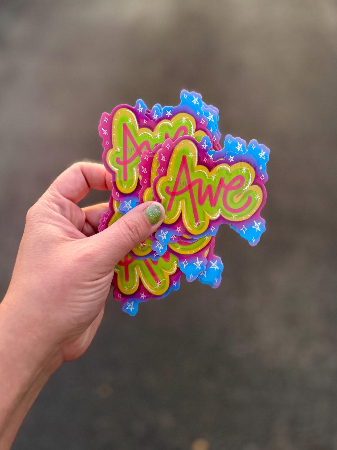 In-awe Sticker | Whimsical Word of the Year Sticker | Colorful Sparkly ...