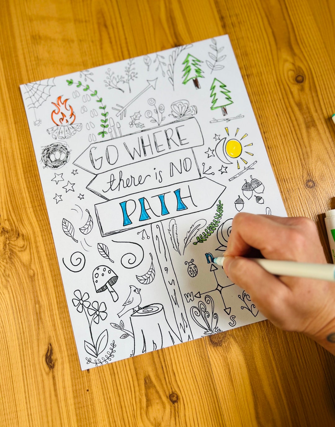 Go Where There is No Path Coloring Sheet, Nature Coloring Sheet ...