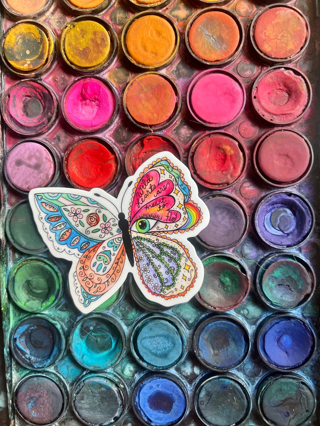 Wild Hearts Are Meant to Fly Sticker, Colorful Butterfly With ...