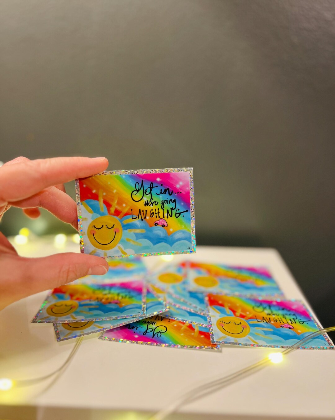 Get in We’re Going Laughing Sticker, Glitter Rainbow Sticker, Gift for ...