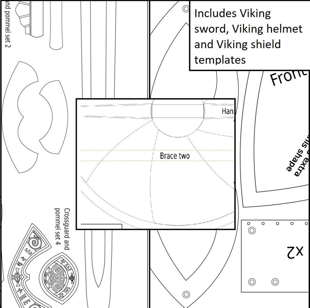 Viking Digital Template Set - Sword, Shield and Helmet - Etsy