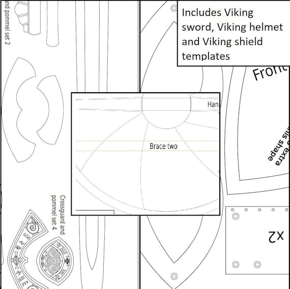 Viking Digital Template Set Sword Shield and Helmet - Etsy