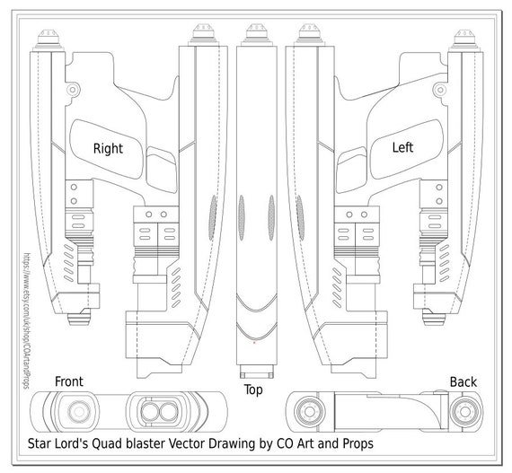 Quad Blaster Digital Reference Drawing for Prop Making - Etsy