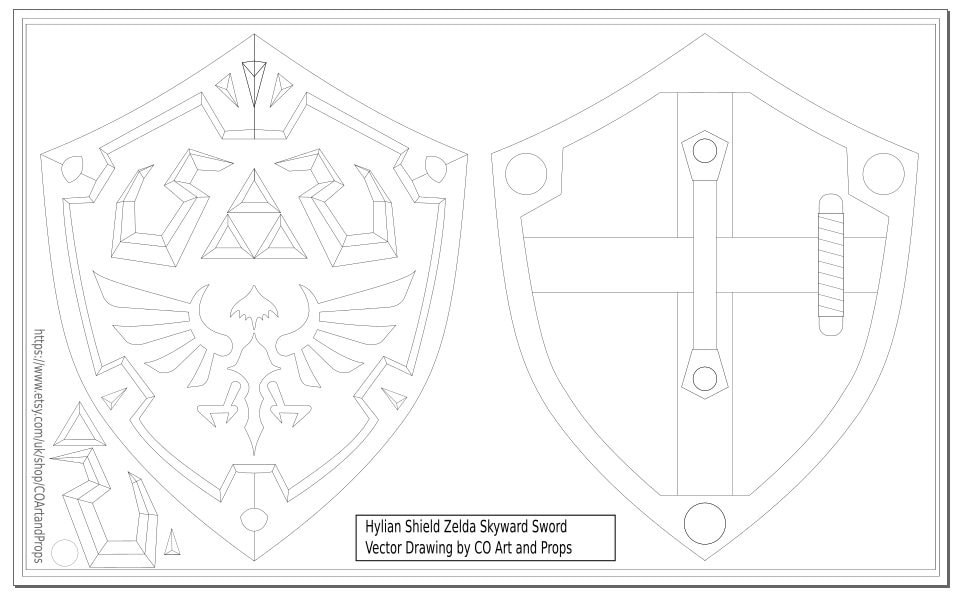 Skyward Sword Hylian Shield Digital Reference Drawing for Prop Making ...