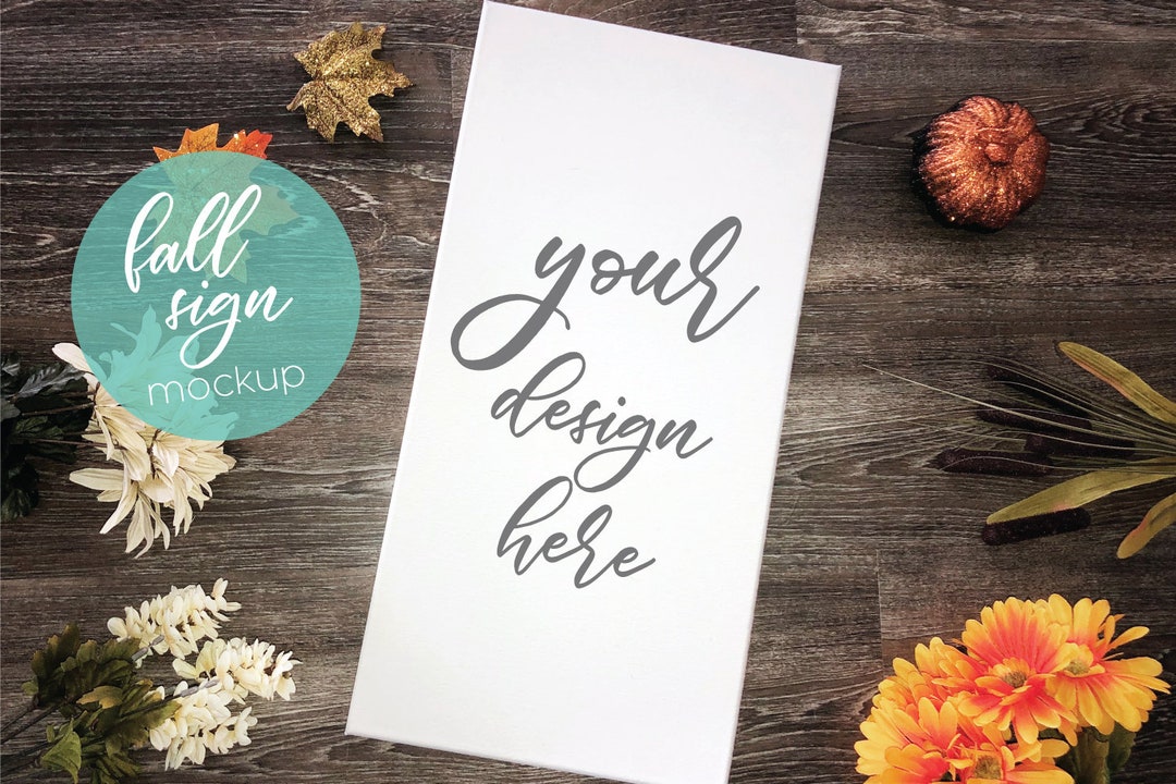 Maqueta de letrero de madera blanca de otoño Archivo de maqueta de ...