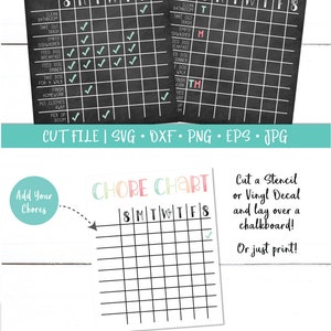 Chore Chart SVG DXF PNG Cut File - Printable Chore Chart - Etsy