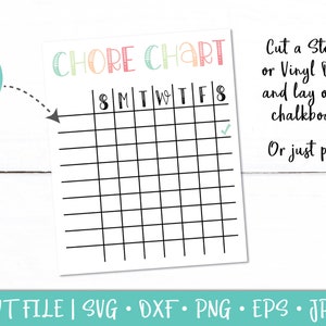 Chore Chart SVG DXF PNG Cut File - Printable Chore Chart - Etsy