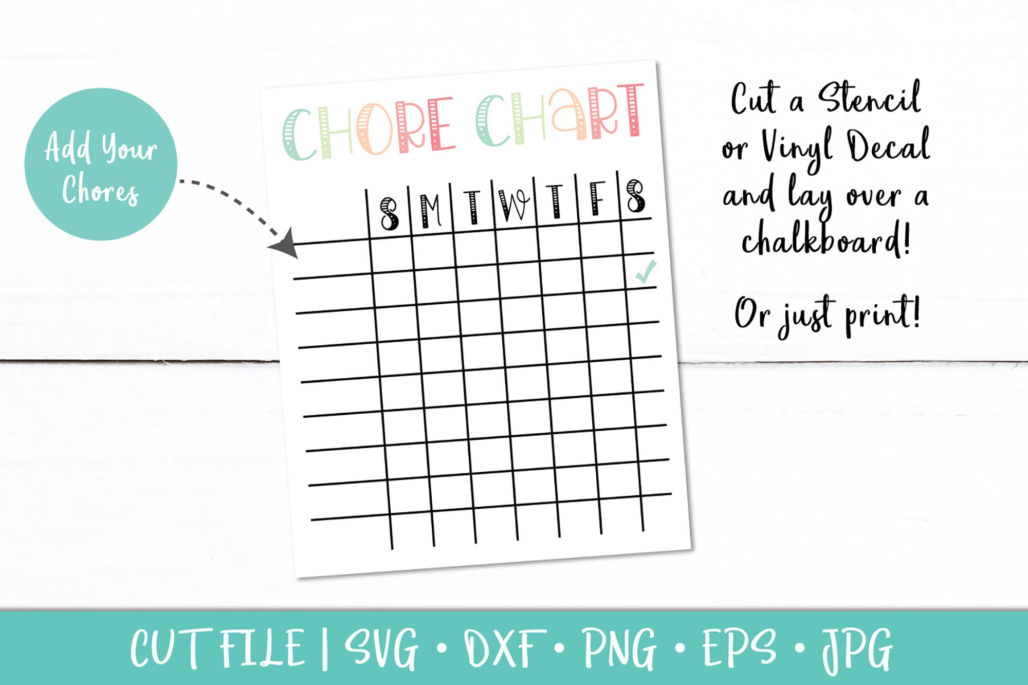 Chore Chart SVG DXF PNG Cut File - Printable Chore Chart - Etsy Canada