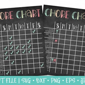 Chore Chart SVG DXF PNG Cut File - Printable Chore Chart - Etsy