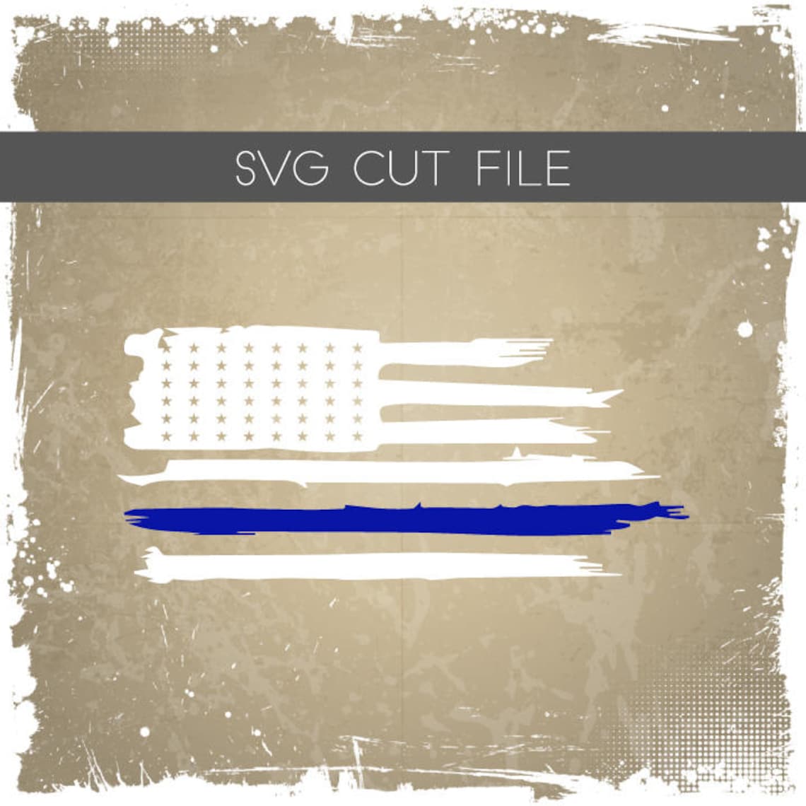 Blue Line Flag SVG - Distressed Flag SVG - Blue Line SVG - Blue Line ...