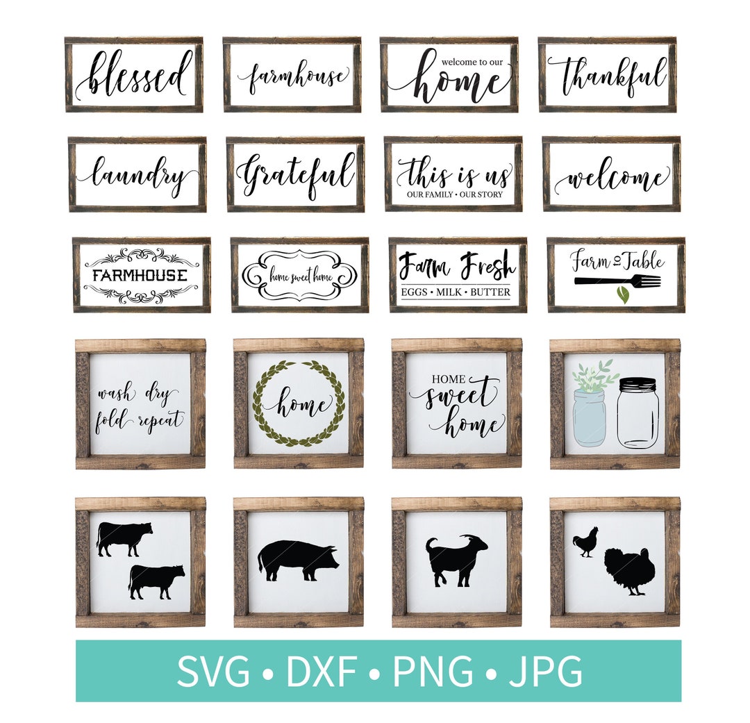 Farmhouse Svg File Bundle - Farmhouse Dxf Png Eps Silhouette Cutting ...