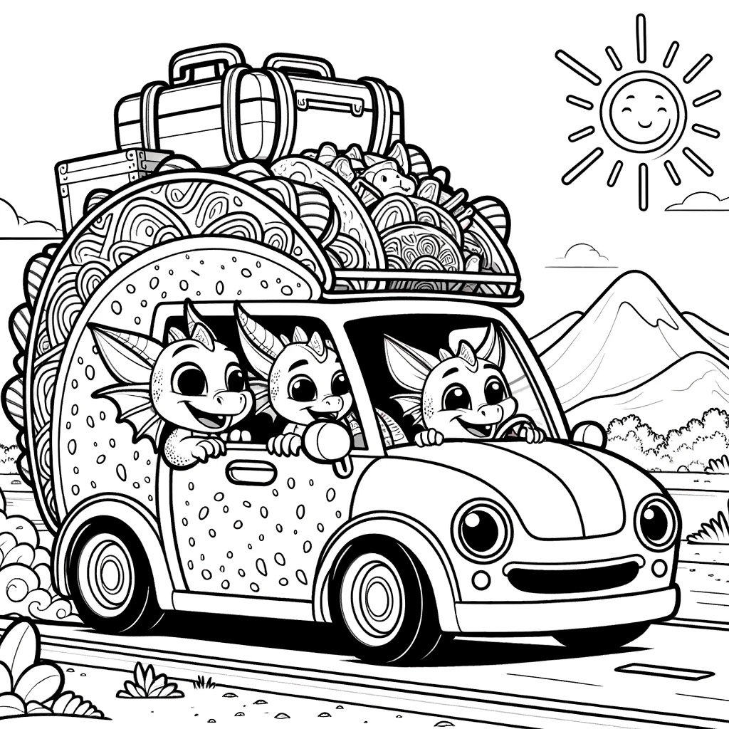 Dragon and Taco Coloring Pages for Kids - 26 Pages! Digital Download ...