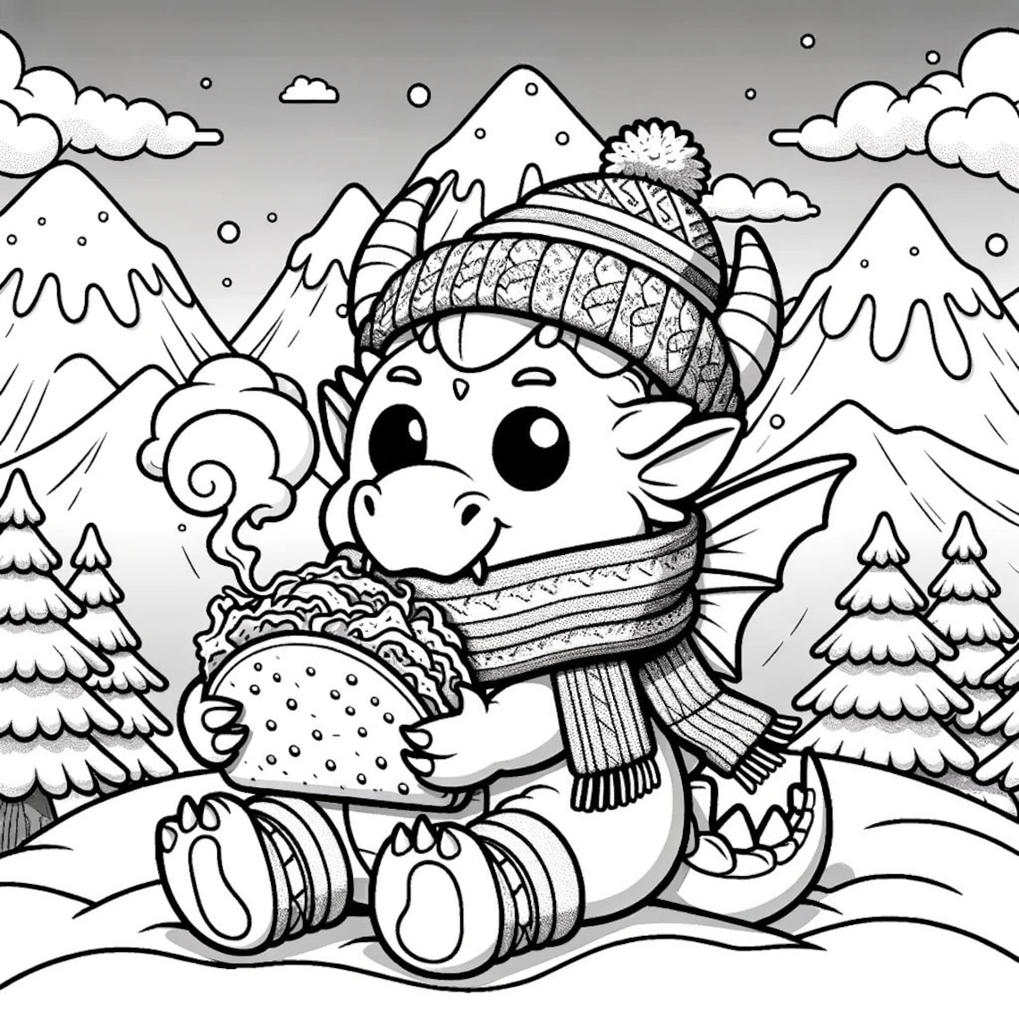 Dragon and Taco Coloring Pages for Kids - 26 Pages! Digital Download ...