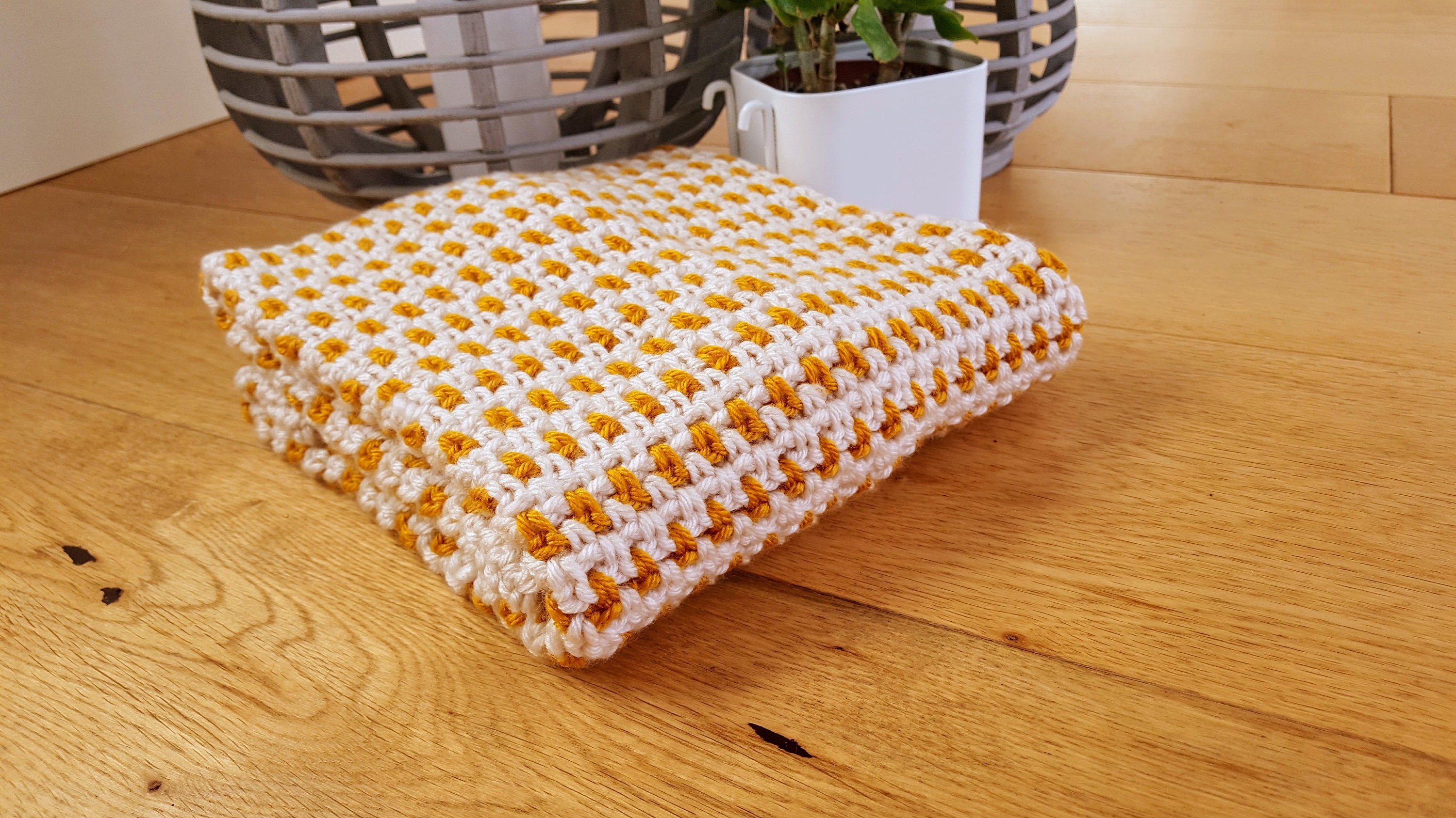 Handmade Baby Blanket Ready to ship Mustard & Cream modern | Etsy