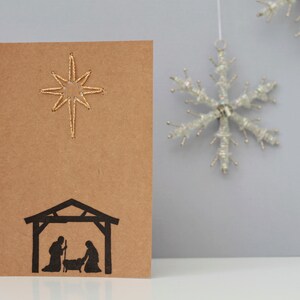 Packs of Traditional Nativity Scene Card / Handmade Star Christmas Card ...