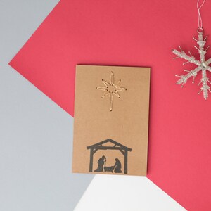Packs of Traditional Nativity Scene Card / Handmade Star Christmas Card ...