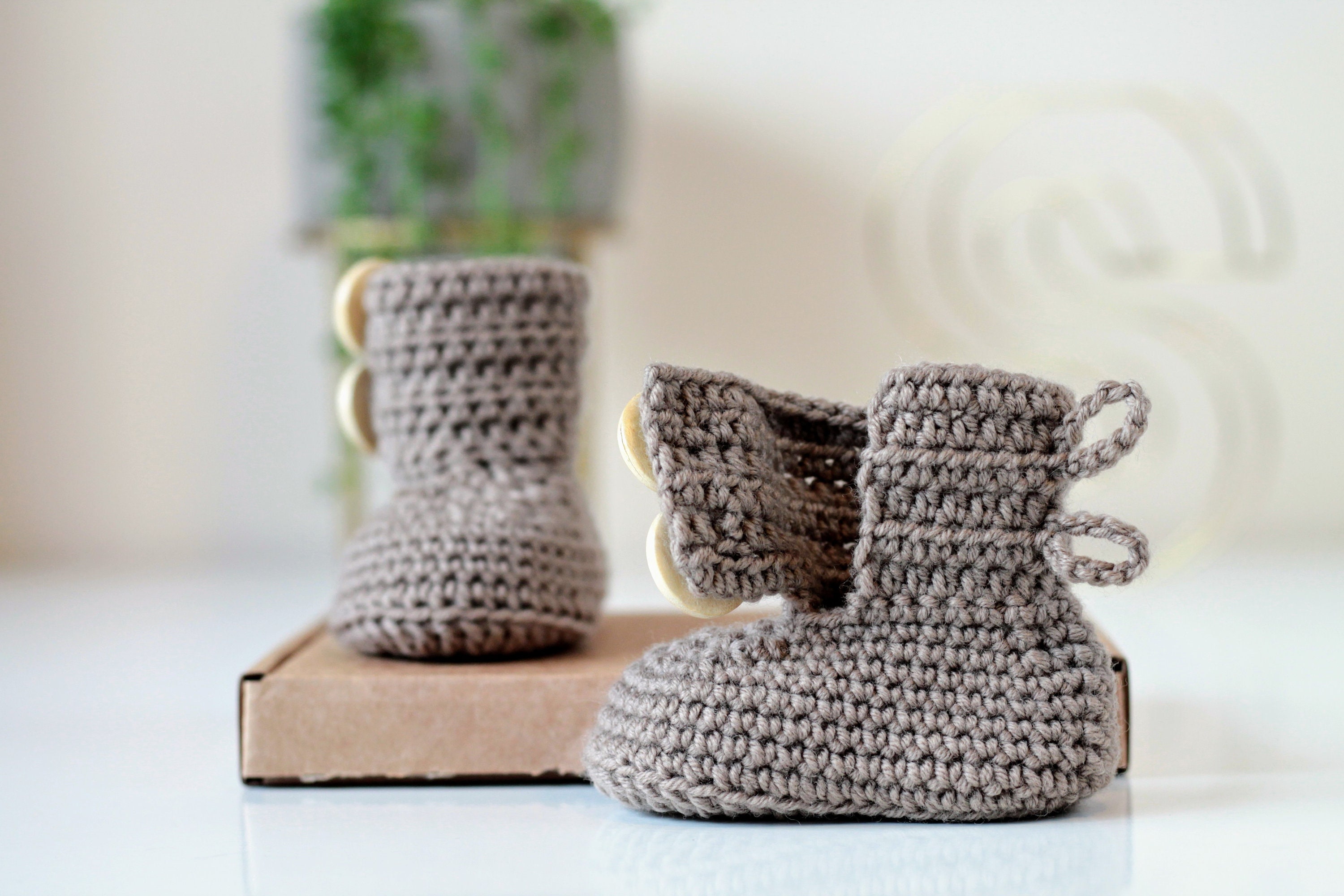 Neutral Baby Booties / Newborn Baby Shoes / Photo Prop / - Etsy UK
