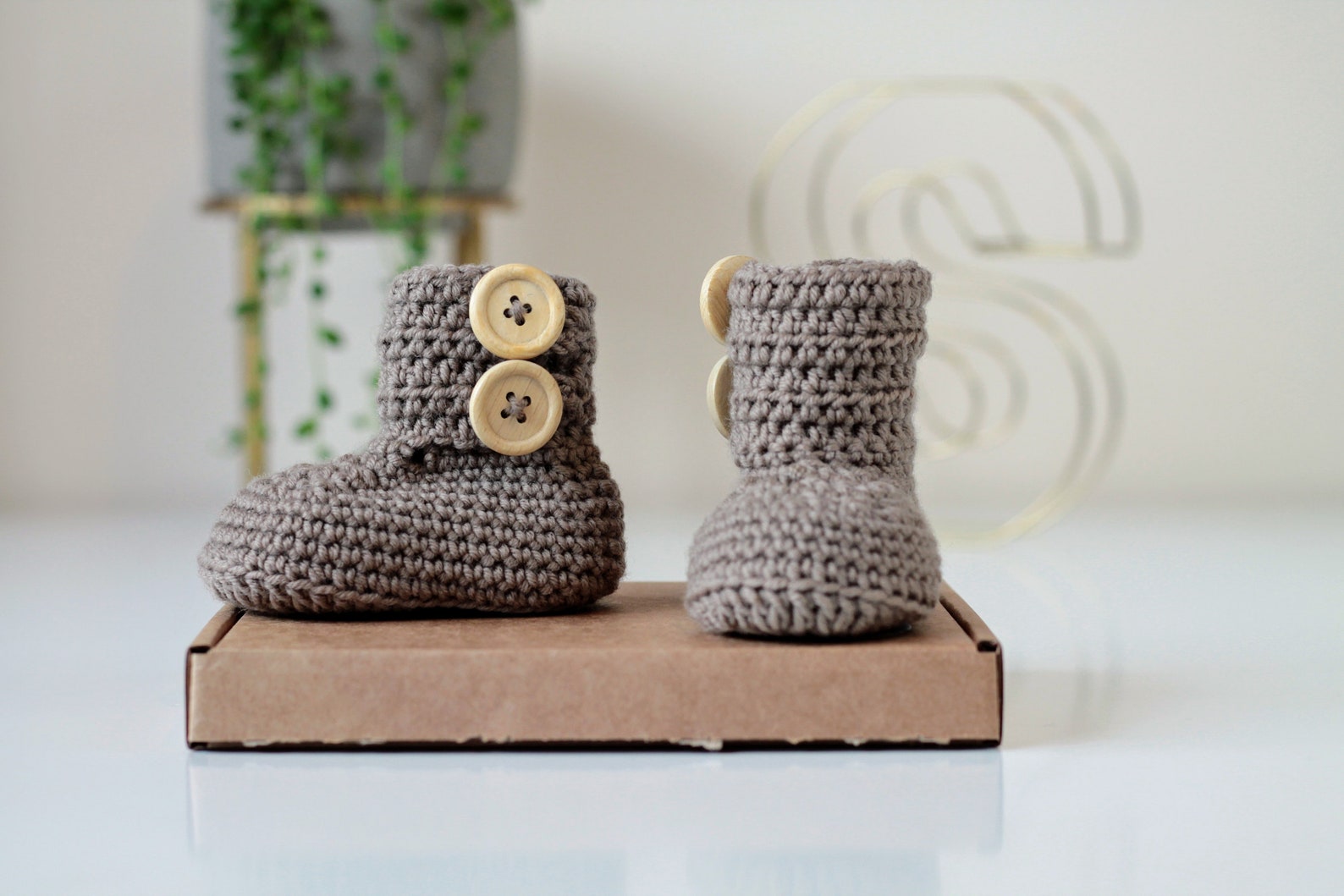 Neutral Baby booties / Newborn Baby Shoes / Photo Prop / | Etsy