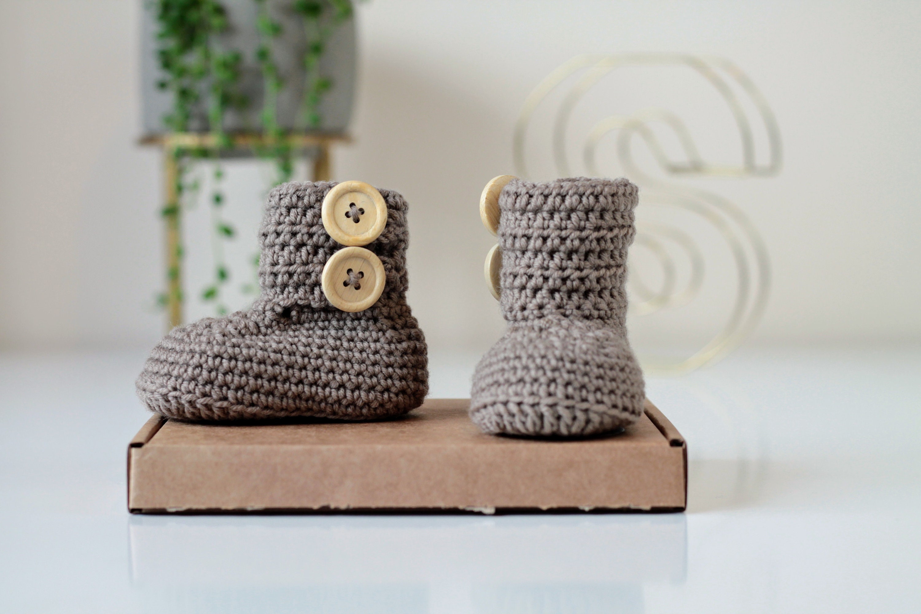 Neutral Baby Booties / Newborn Baby Shoes / Photo Prop / - Etsy UK