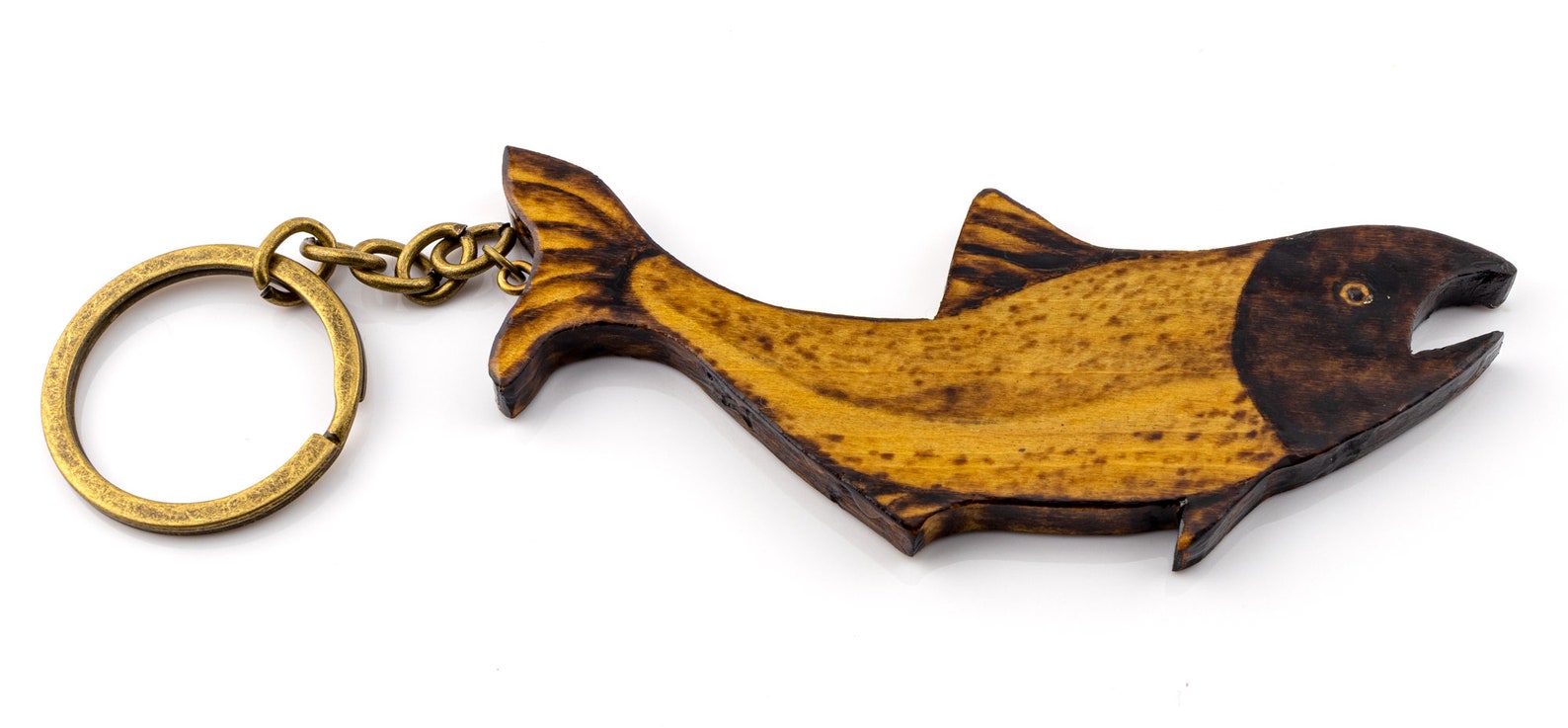 Trout Salmon Wooden Keychain Handmade Pyrography Goldfish - Etsy