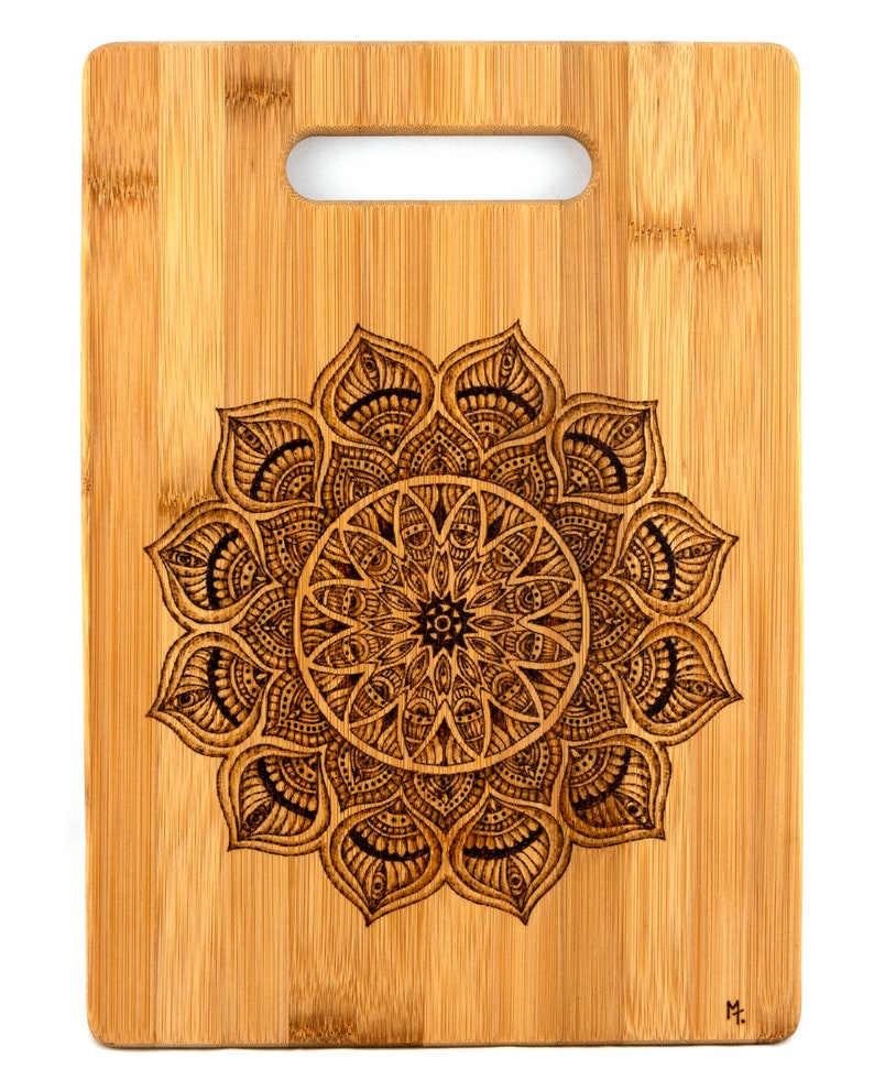 Mandala Decor Bamboo Cutting Board Freehand Pyrography - Etsy Canada