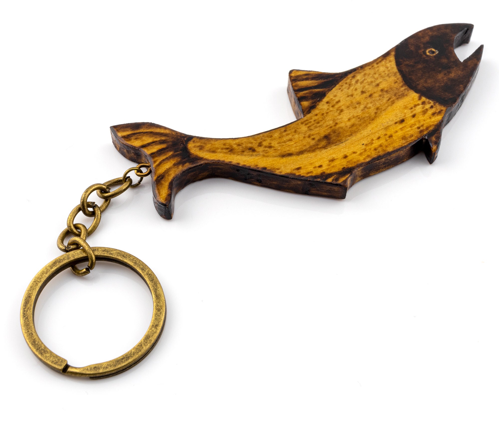 Trout Salmon Wooden Keychain Handmade Pyrography Goldfish - Etsy